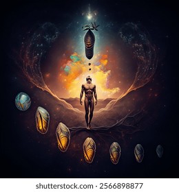 Mans Transformation Mental Evolution Cocoon Stages AI-generated image ...