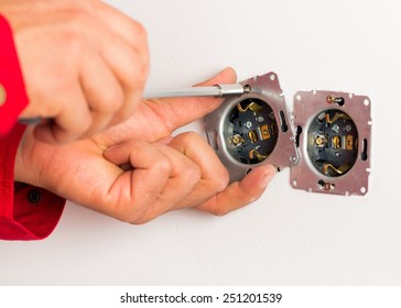 Manual Worker Installing Multiple Socket On Stock Photo 251201539 ...