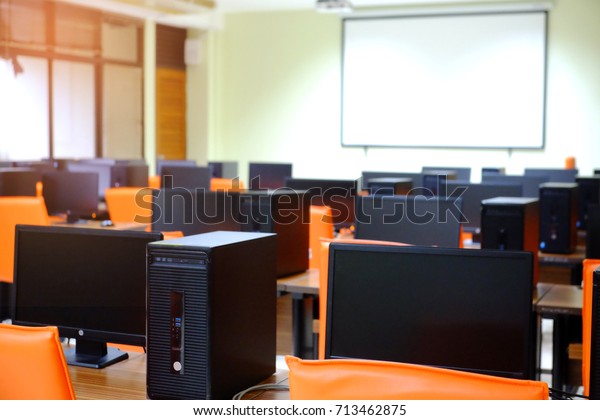 Many Computers Computer Room Classroom Selective Stock Photo 713462875 ...