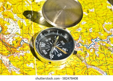Map Compass Simple Navigation Tools Orient Stock Photo 582478408 ...