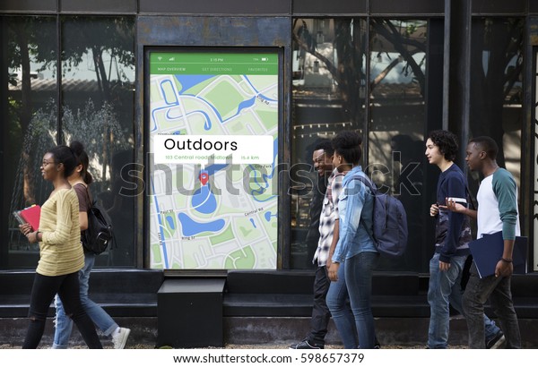 Map Gps Location Direction Position Graphic Stock Photo 598657379 ...