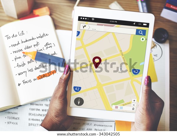Map Mapping Location Guideline Navigation Concept Stock Photo 343042505 ...