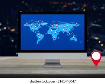 Map Pin Point Location Button Connection Stock Photo 2161448047 ...