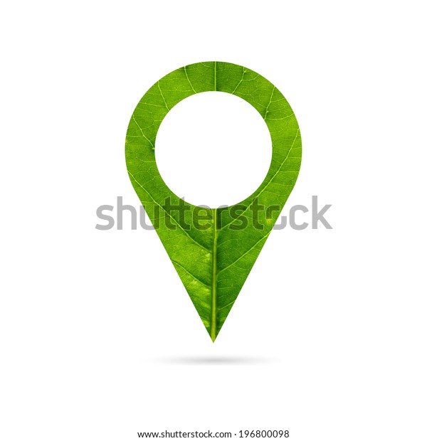 Map Pointers Icon Made Green Leaf Stock Photo 196800098 | Shutterstock