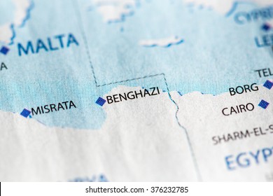 Closeup Benghazi Libya On Political Map Stock Photo (Edit Now) 365702084