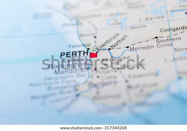Vista del mapa de Perth, Australia : Foto de stock (editar ahora) 317344268