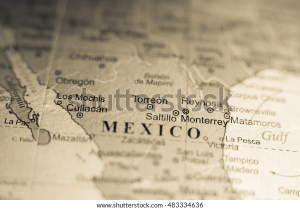 Mapa de Torreón, México en un mapa geográfico de la zona central