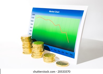 Market Chart Declining Graph Stack Money Stock Photo 20533370 ...