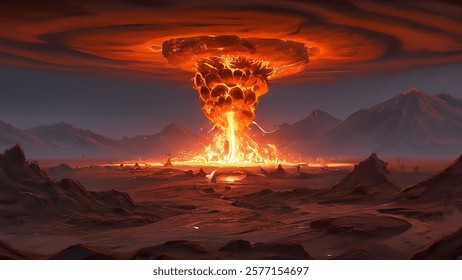 Cinematic Depiction Nuclear Explosion Peak Scene Imagen generada por IA ...