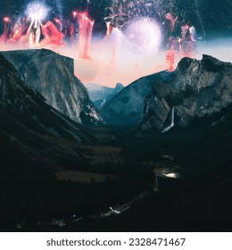 Massive Fireworks Exploding Tunnel View Yosemite AI-generated image ...