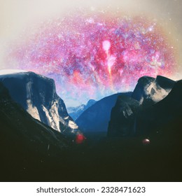 Massive Fireworks Exploding Tunnel View Yosemite AI-generated image ...