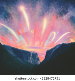 Massive Fireworks Exploding Tunnel View Yosemite AI-generated image ...