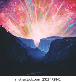 Massive Fireworks Exploding Tunnel View Yosemite AI-generated image ...