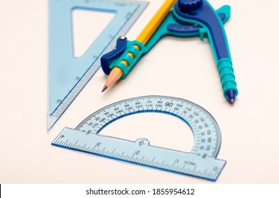 Math Concept Close Blue Divider Protractor Stock Photo 1855954612 ...