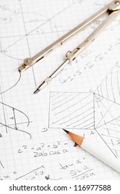 Mathematical Notes About Geometry Trigonometry Pencil Stock Photo ...