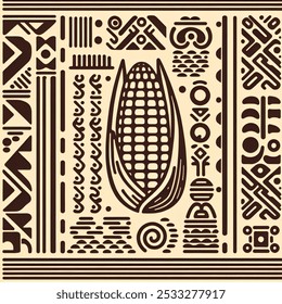 Ancient Illustration Corn Sepia Simple Maya AI-generated image ...