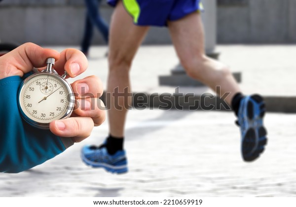 Measuring Running Speed Athlete Using Mechanical Stock Photo 2210659919 ...