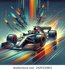Poster Driver Driving Car Formula 1colorful AI-generated image ...