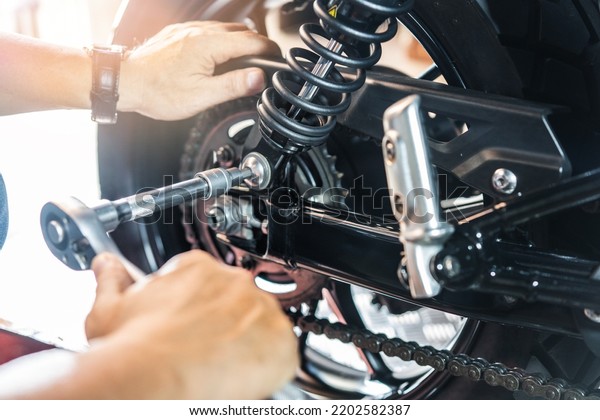 Mechanic Using Wrench Socket Remove Replace Stock Photo 2202582387 ...