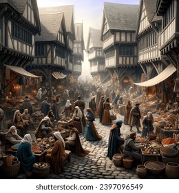 Medieval Bazaar AI-generated image 2397095755 | Shutterstock