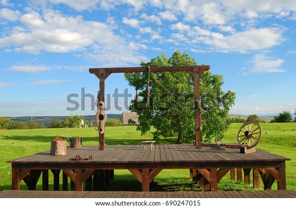 Medieval Gallows Execution Platform Torture Tools Stock Photo 690247015 ...