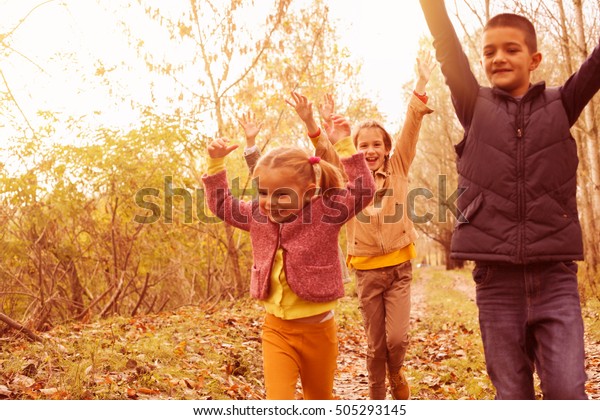 Medium Group Children Playing Fall Leaves Stock Photo 505293145 ...