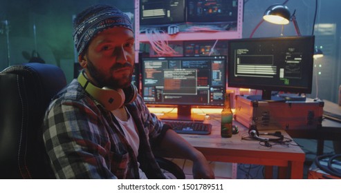 Medium Shot Young Hacker Smoking Cigarette Stock Photo 1501789508 ...