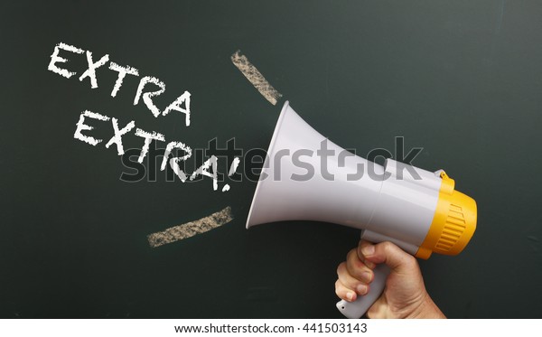 Megaphone Text Extra Extra Stock Photo (Edit Now) 441503143