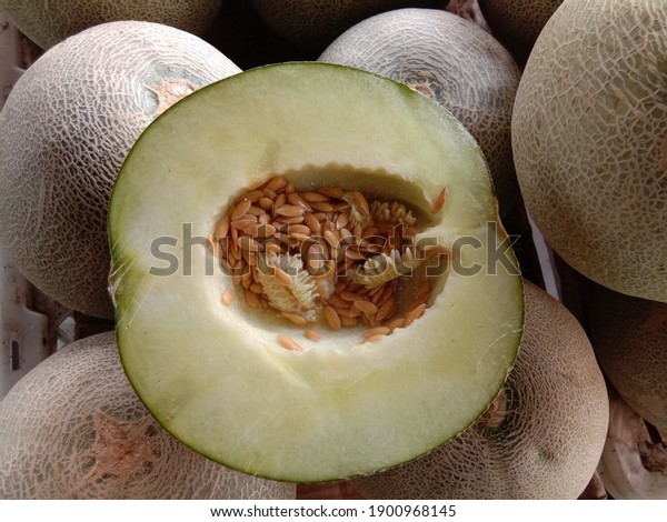 Melon Fruit That Split Shows Seeds Stock Photo 1900968145 | Shutterstock