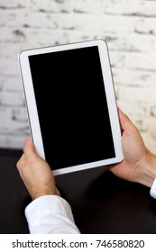 Closeup Hand Hold Digital Tablet Blank Stock Photo (Edit Now) 678487033