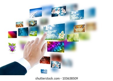 Men Hand Using Touch Screen Interface Stock Photo 103638509 | Shutterstock