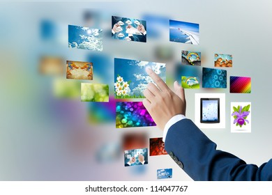 Men Hand Using Touch Screen Interface Stock Photo 114047767 | Shutterstock