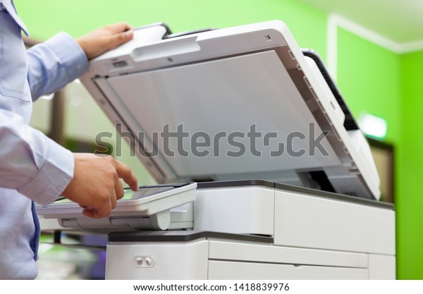 Men Press Button Copier Man Copying Stock Photo (Edit Now) 1418839976