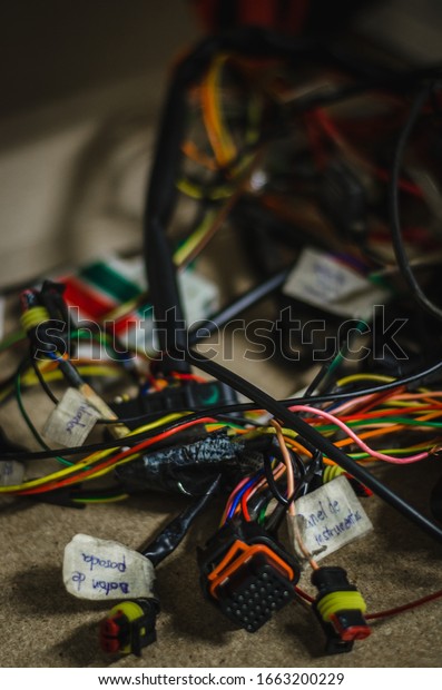 Messy Group Labeled Wires Different Colors Stock Photo 1663200229 ...