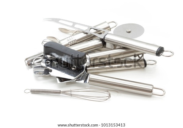 Messy Set Silverware On White Background Stock Photo 1013153413 ...