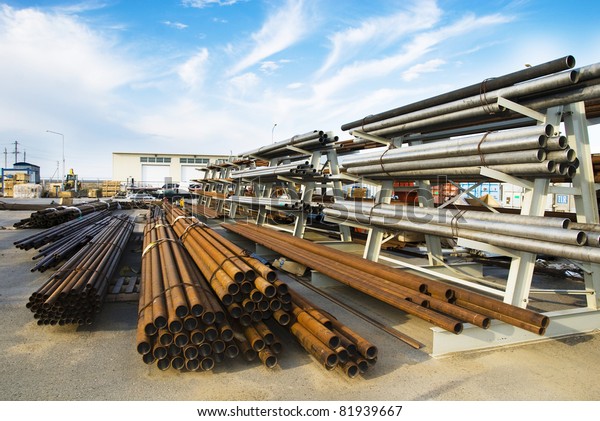 Metal Pipe Stack On Warehouse Stock Photo (Edit Now) 81939667
