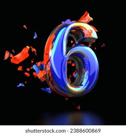 Metallic 3d Image Exploding Letter 6 AI-generated image 2388599365 ...