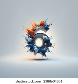 Metallic 3d Image Exploding Letter 6th AI-generated image 2388604217 ...