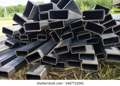 Metallic Rectangular Profile Lies On Construction Stock Photo ...