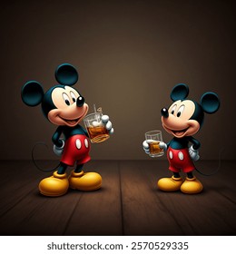Mickey Mouse Mini Mouse Drinking Whiskey AI-generated image 2570527959 ...