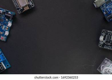 Microcontroller Board On Black Background Stock Photo 1692360253 ...