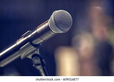 Microphone Closeup On Stage Microphone On Stock Photo 609016877 ...