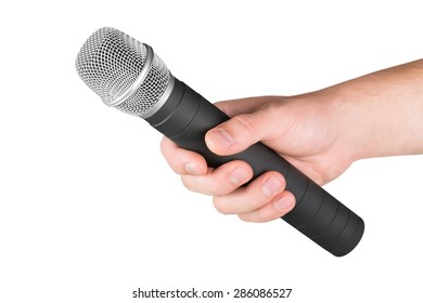 Hand Holding Microphone Interview Conducting Business Stock Photo (Edit ...