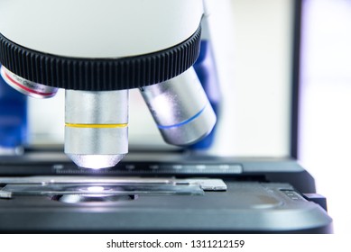 Low Power Objective Microscope Above Slide ภาพสต็อก 259769978 ...