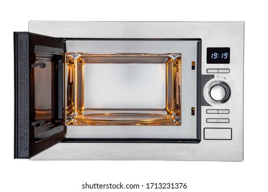 Microwave Angles Front Perspective Door Open Stock Photo 1713231376 ...