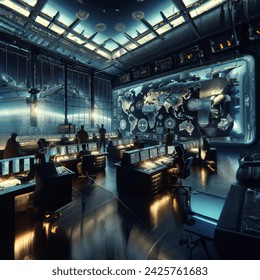 Large Command Hall Spacecraft Workers Inside AI-generated image ...