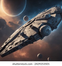 Cartoon Artistic Image Millenium Falcon Starwars AI-generated image ...