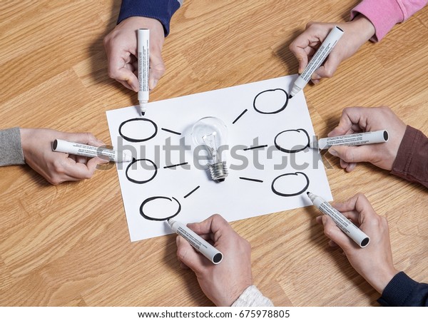Mind Map Surrounding Light Bulb Brainstorming Stock Photo 675978805 ...