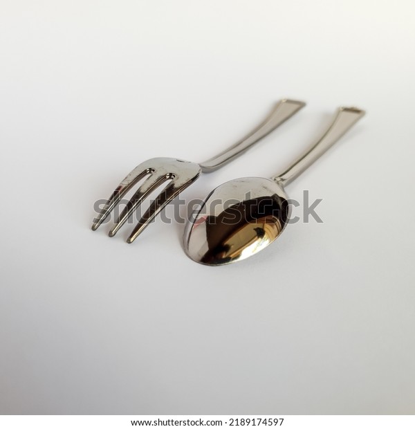 Mini Sized Ordinary Spoon Fork Isolated Stock Photo 2189174597 ...