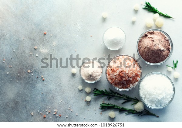 Mix Different Salt Types On Grey Stock Photo (Edit Now) 1018926751